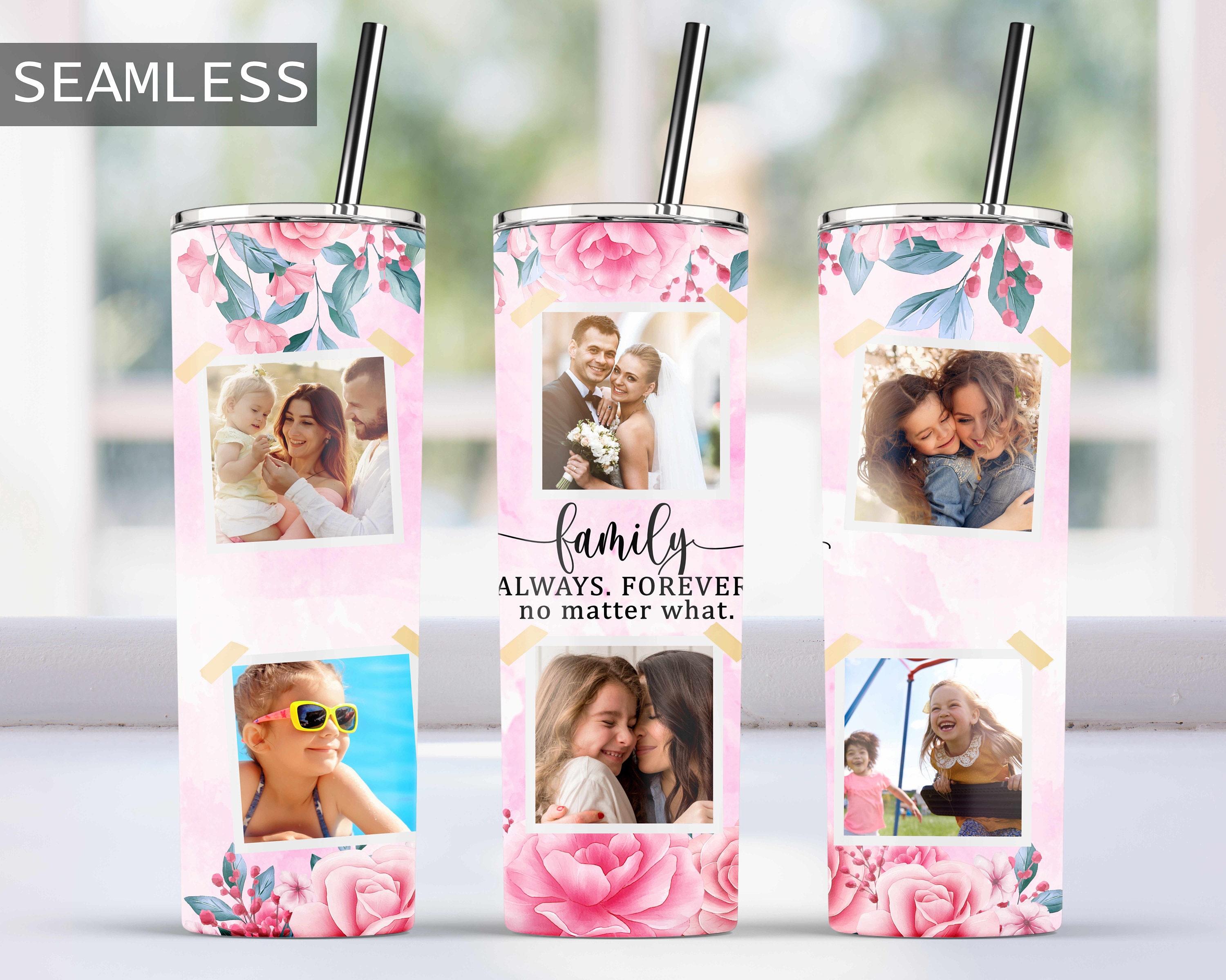 Rose rosa Floral Familie Foto Tumbler 20oz dünne Tumbler | Etsy