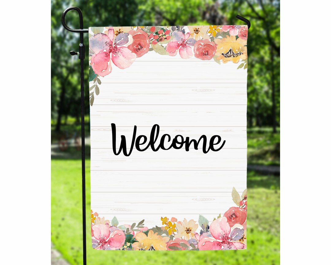 Welcome Watercolor Floral/flower Garden Flag Sublimation Design - PNG ...