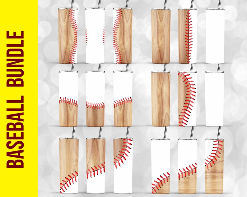 Baseball Laces Tumbler Wood Baseball Bat BUNDLE 20 Oz Skinny - Etsy