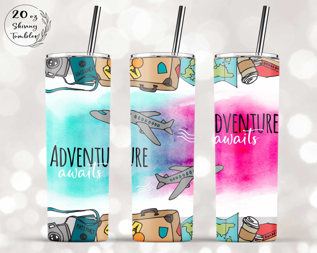 Adventure Tumble, Travel Tumbler, 20oz Skinny Tumbler Sublimation Wrap ...