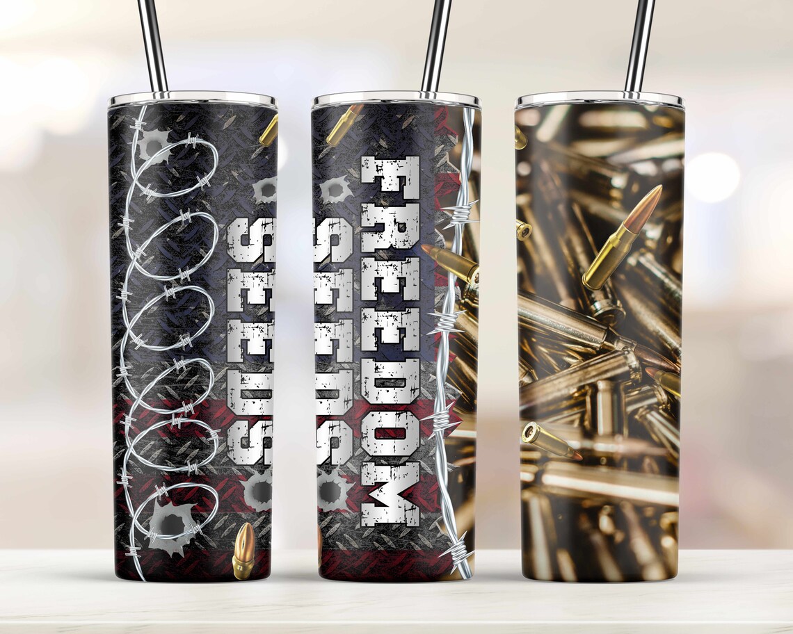 20oz Skinny Tumbler Freedom Seeds Ammo Bullets USA Flag - Etsy