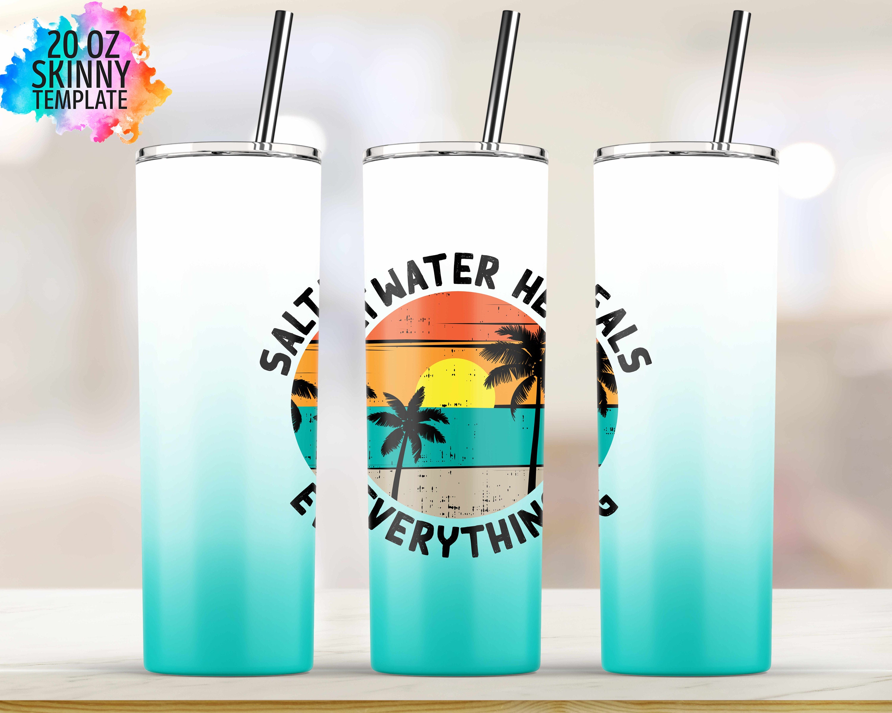 20oz Skinny Tumbler Sublimation Designs Salt Water Heals - Etsy Australia