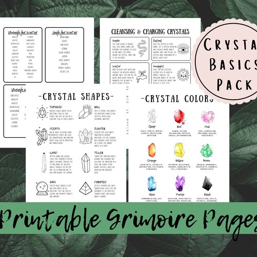 Crystal Meanings Printable Guide Crystal Cheat Sheet for - Etsy