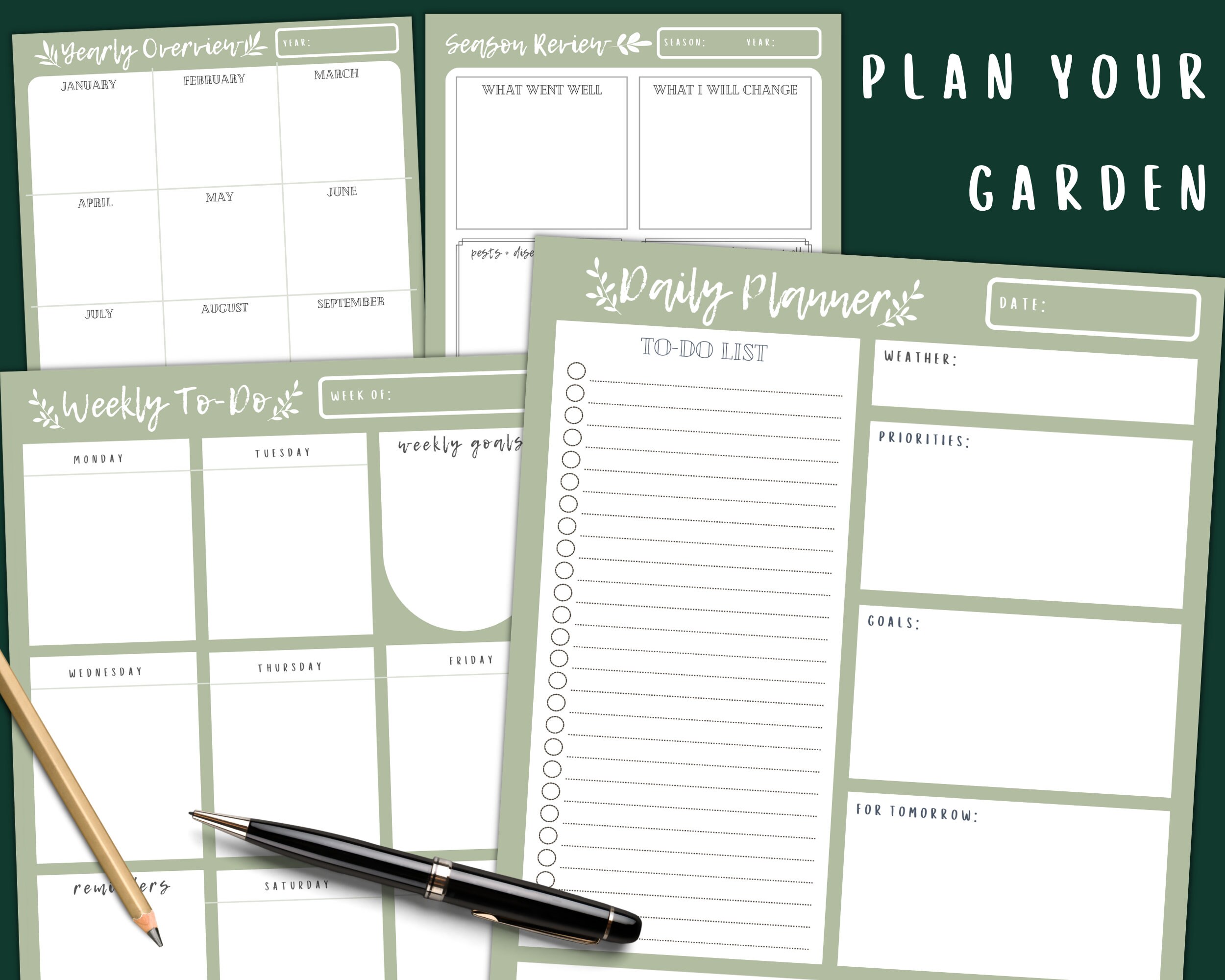 Garden Planner Printable, Vegetable Plant Tracker, Gardening Calendar ...
