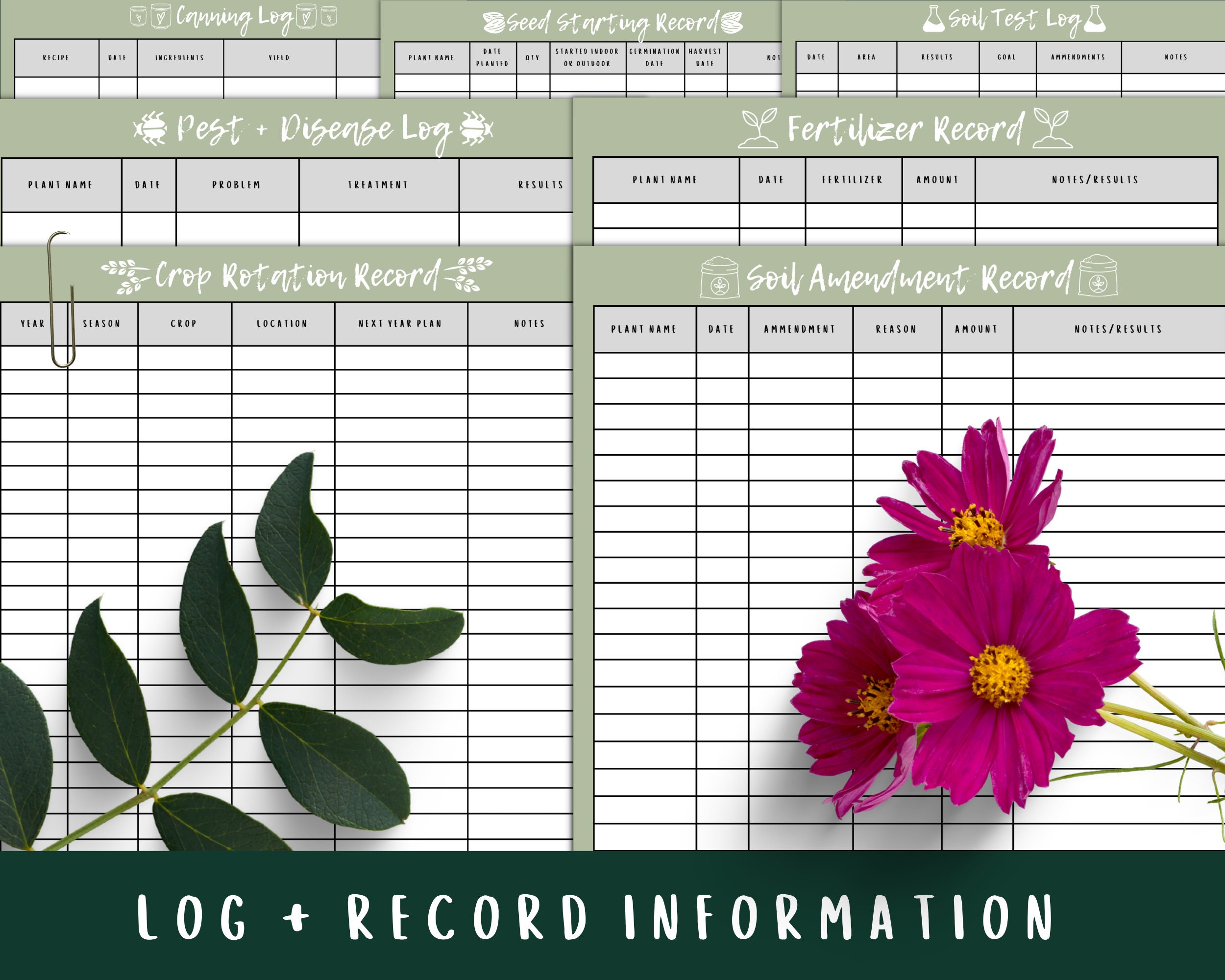 Garden Planner Printable, Vegetable Plant Tracker, Gardening Calendar ...