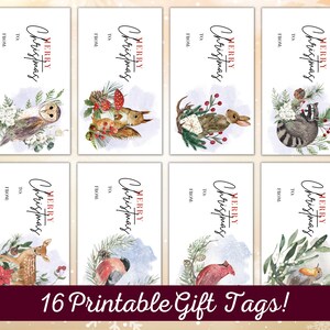 Printable Christmas Woodland Animal Gift Tags, Editable Preschool Gift ...