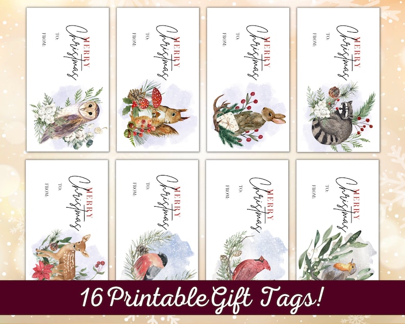 Printable Christmas Woodland Animal Gift Tags, Editable Preschool Gift ...