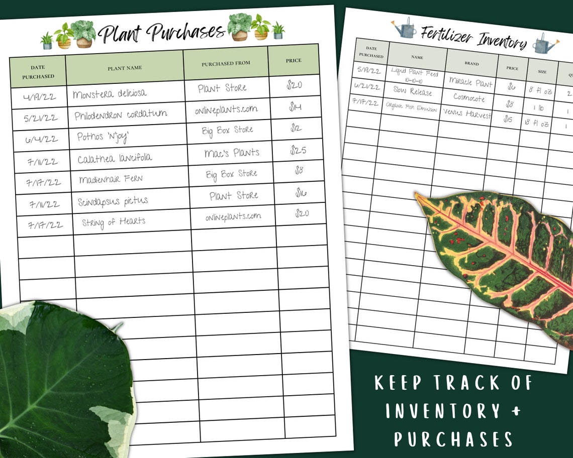 Houseplant Journal Printable - Plant Care Planner Tracker - Etsy