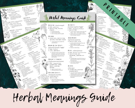 Herbal Magic Guide Printable Grimoire Pages Wiccan Herbs - Etsy