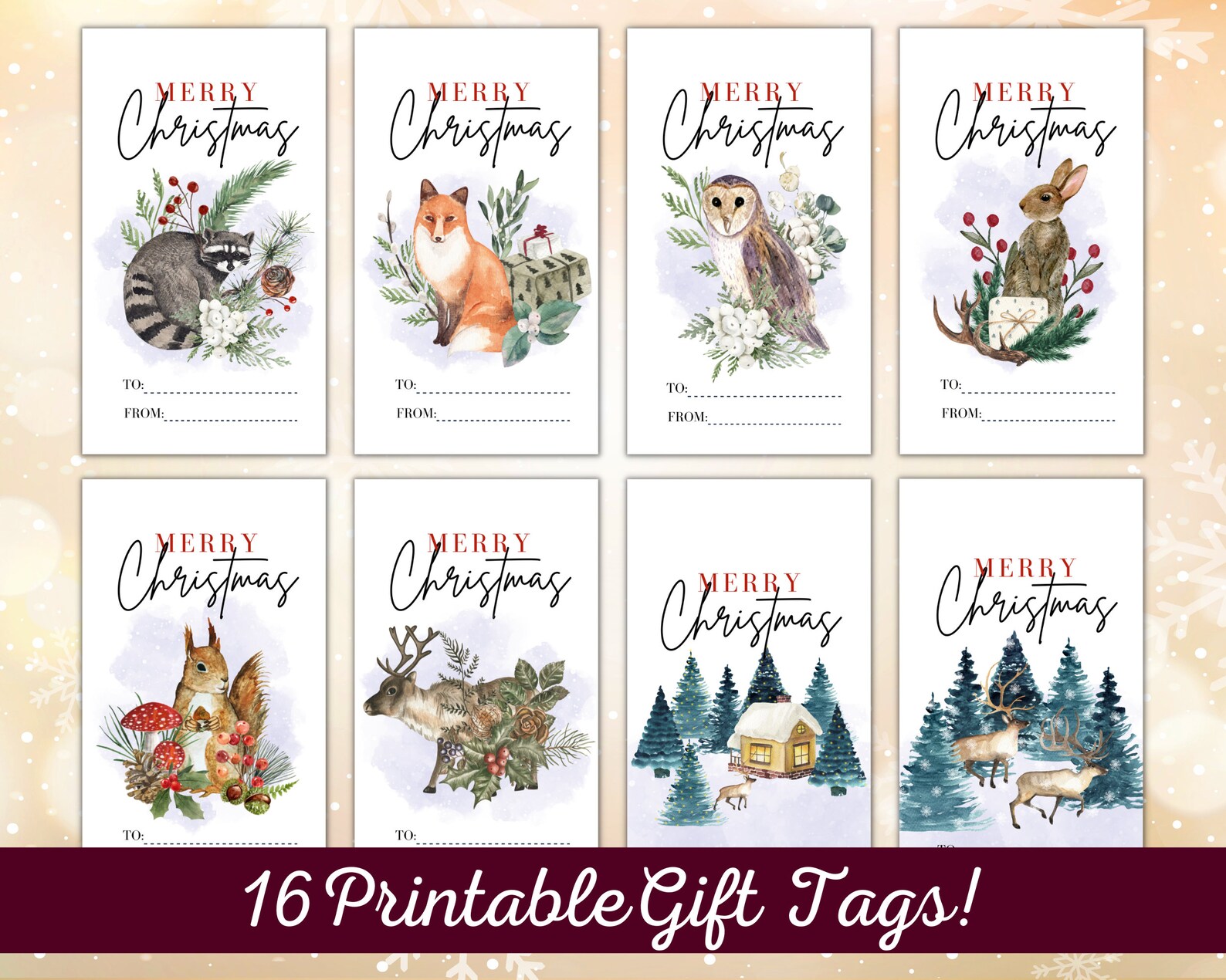 Printable Christmas Woodland Animal Gift Tags, Editable Preschool Gift ...