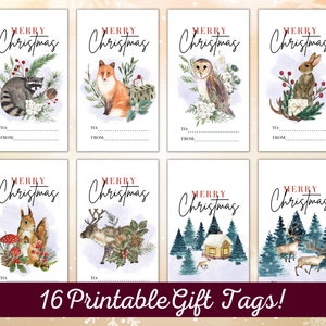 Printable Christmas Woodland Animal Gift Tags, Editable Preschool Gift ...