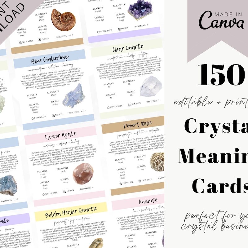 Printable Crystal Cards - Etsy