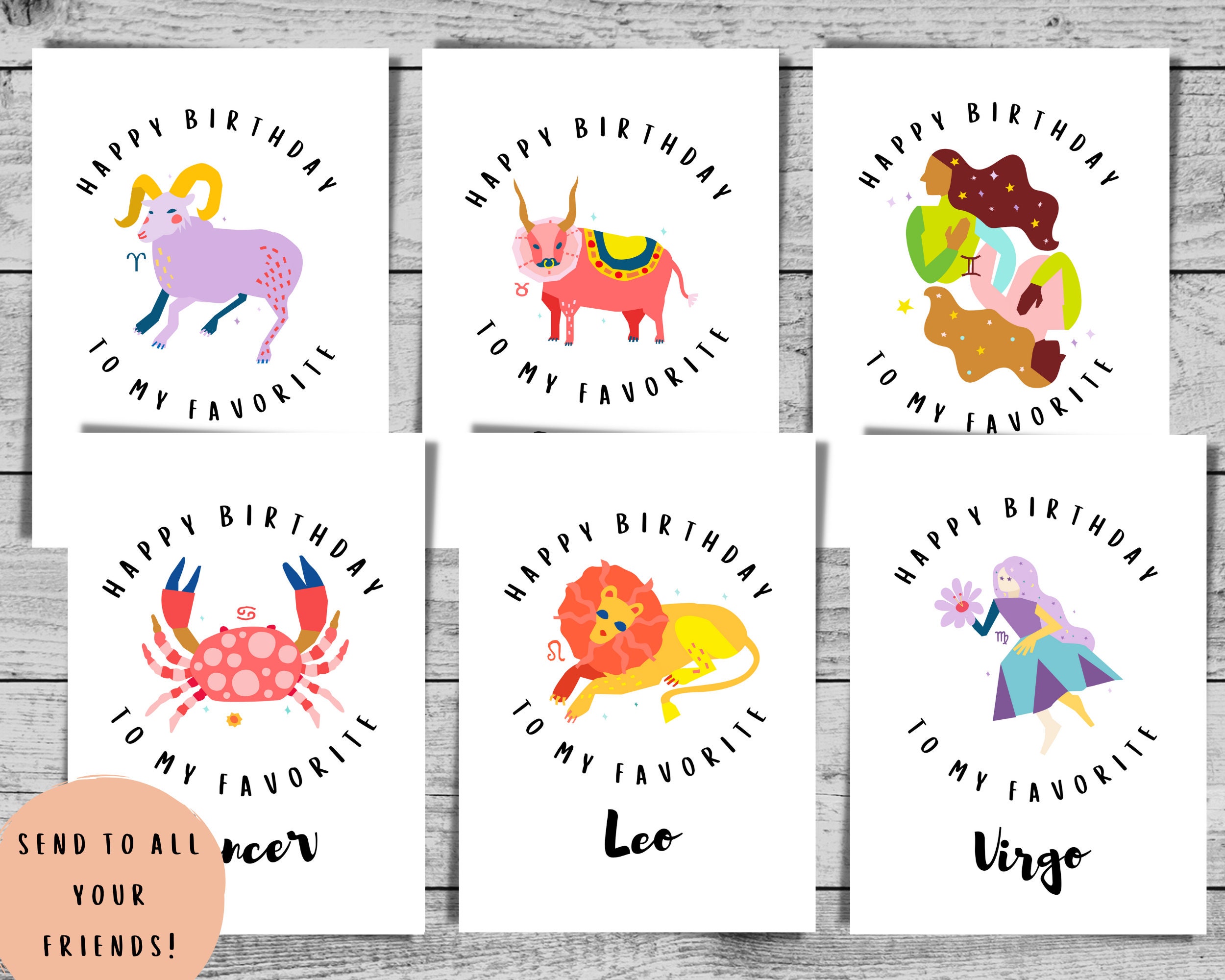 Zodiac Birthday Card Printable, Astrology Birthday Card - Etsy