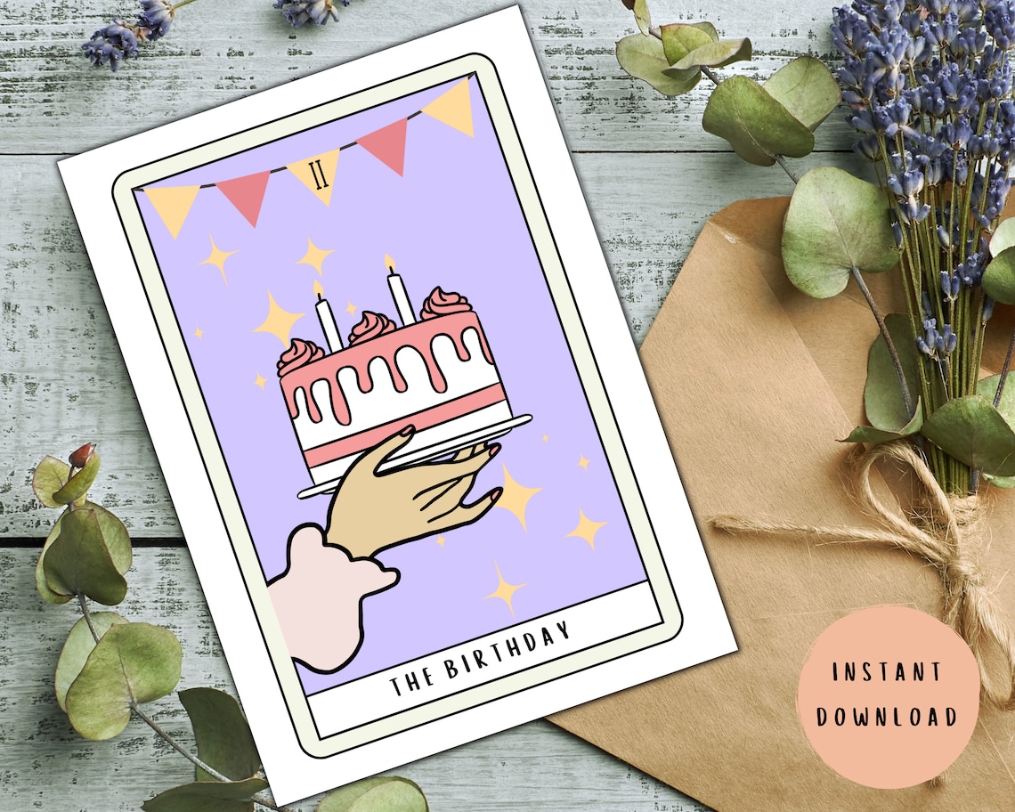 Tarot Birthday Card Printable, Witchy Birthday Card - Etsy