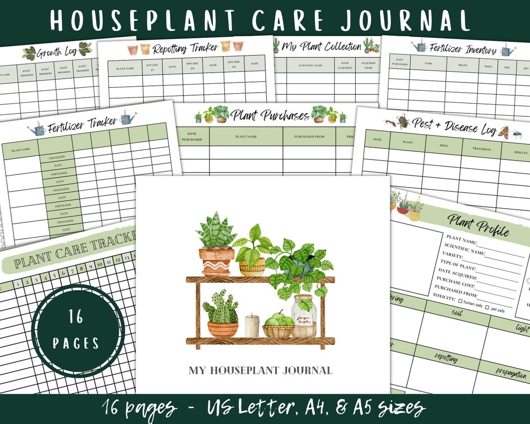 Houseplant Journal Printable - Plant Care Planner Tracker - Etsy