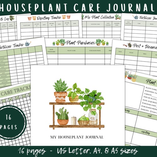 Houseplant Journal Printable Plant Care Planner Tracker - Etsy