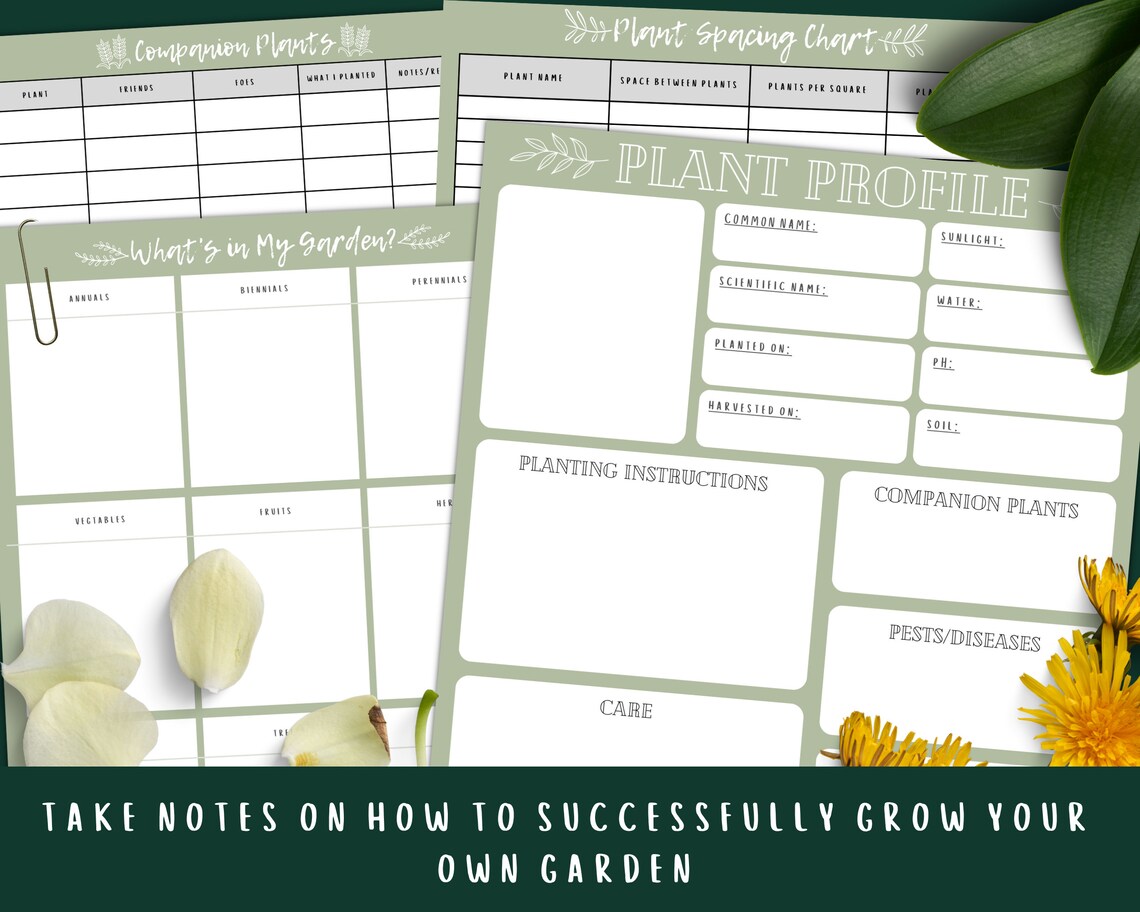 Garden Planner Printable, Vegetable Plant Tracker, Gardening Calendar ...