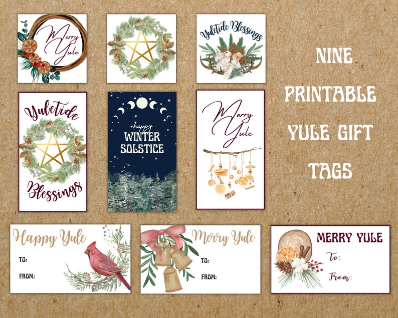 Yule Gift Tags Printable - Pagan Wiccan Christmas Tags - Yuletide ...