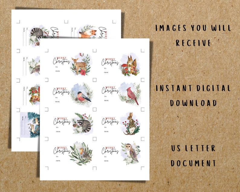 Printable Christmas Woodland Animal Gift Tags Editable - Etsy