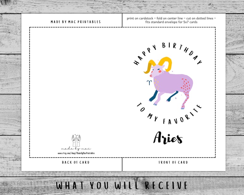 Zodiac Birthday Card Printable, Astrology Birthday Card - Etsy