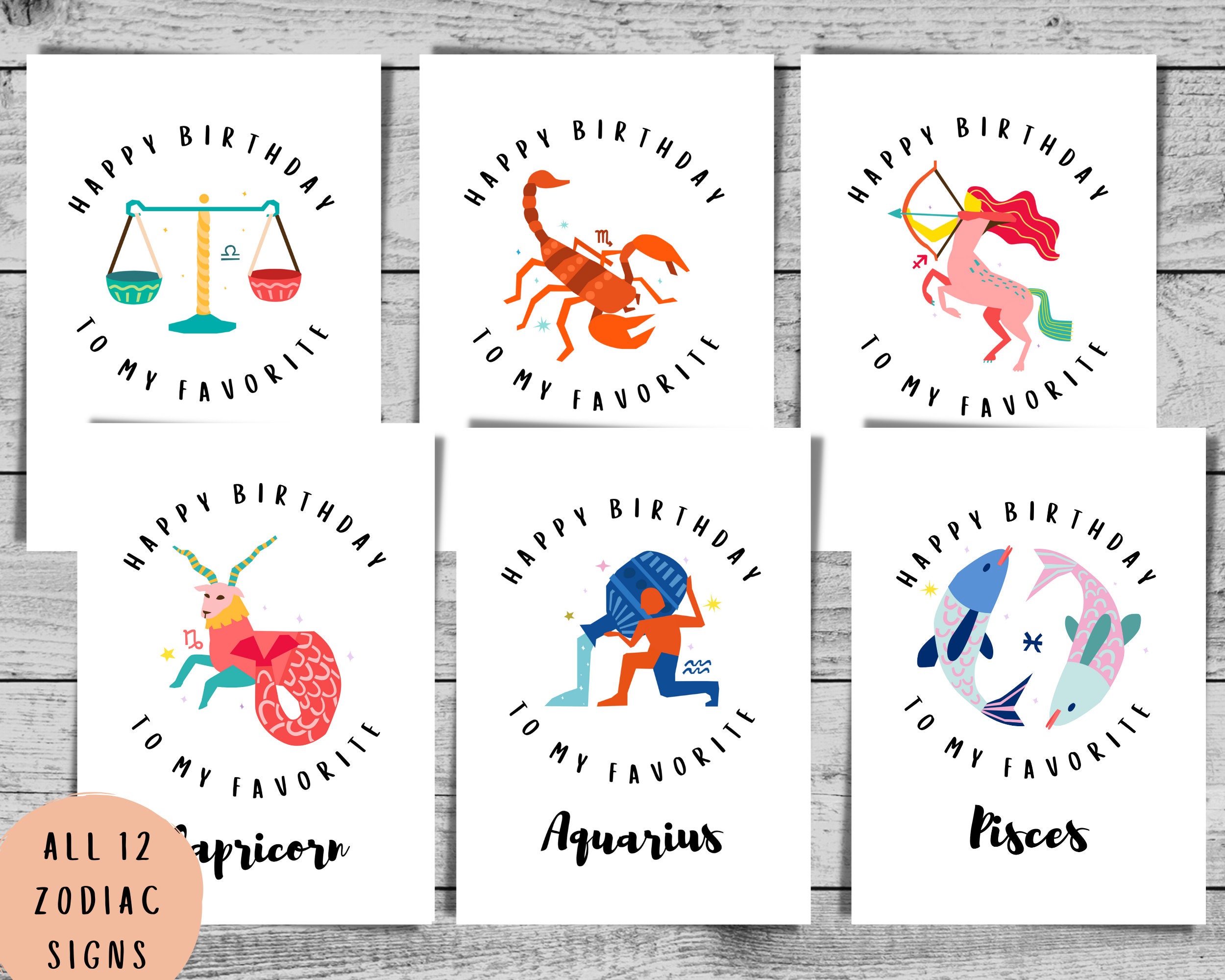 Zodiac Birthday Card Printable, Astrology Birthday Card - Etsy