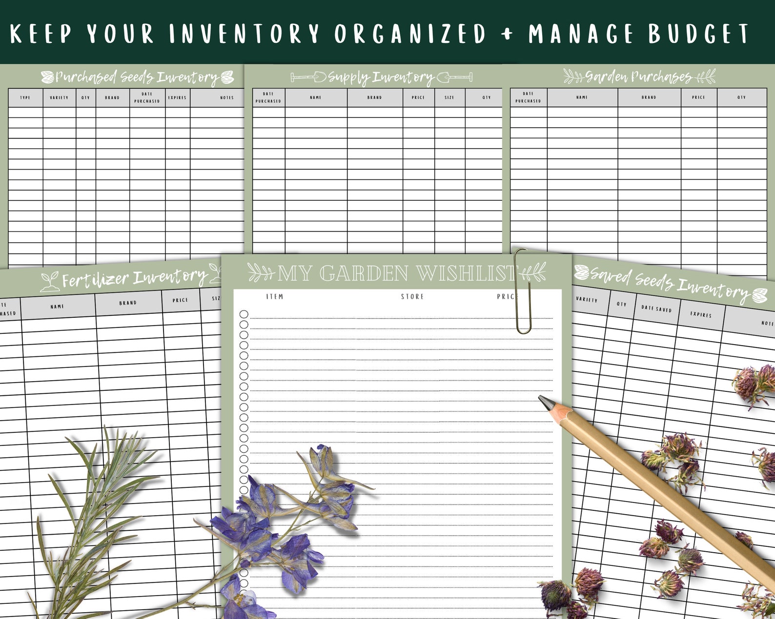 Garden Planner Printable, Vegetable Plant Tracker, Gardening Calendar ...