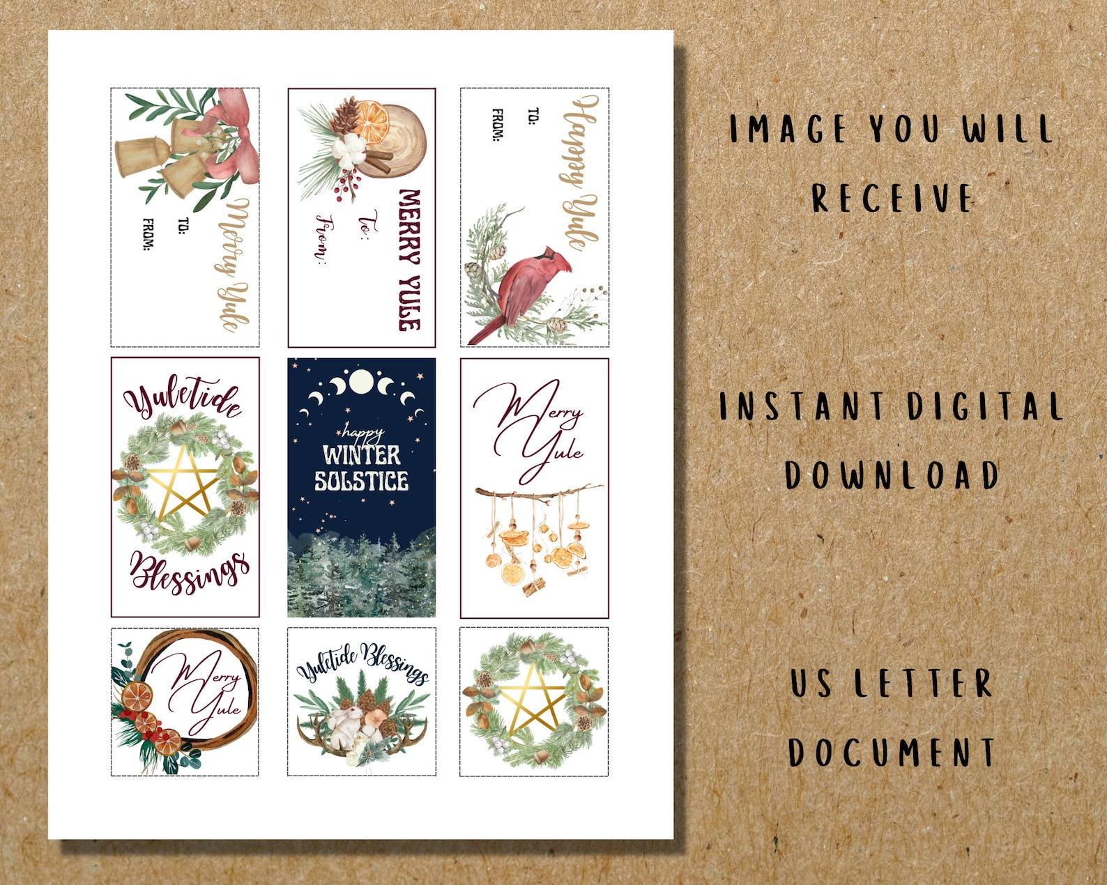 Yule Gift Tags Printable Pagan Wiccan Christmas Tags - Etsy