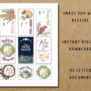 Yule Gift Tags Printable - Pagan Wiccan Christmas Tags - Yuletide ...