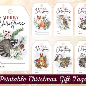 Printable Christmas Woodland Animal Gift Tags, Editable Preschool Gift ...