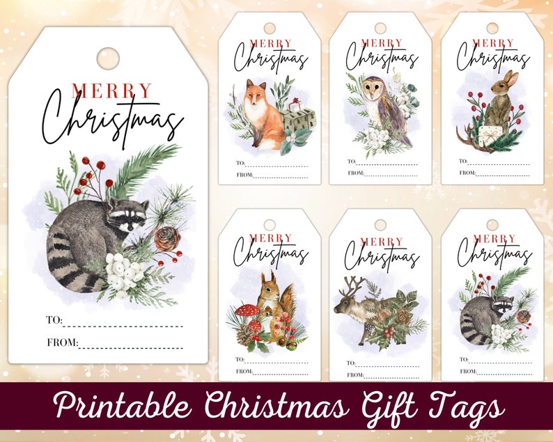 Printable Christmas Woodland Animal Gift Tags, Editable Preschool Gift ...