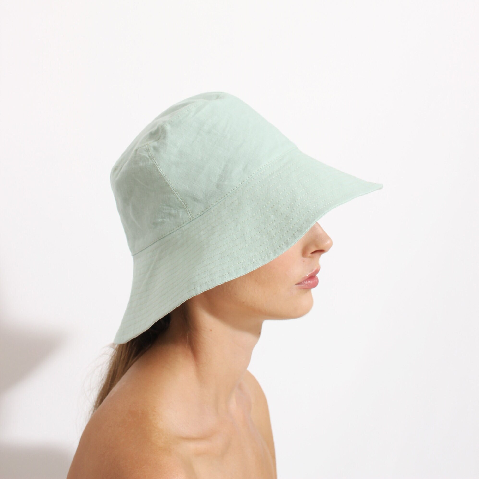 Linen & Silk Sun Hat / Summer Panama Hat / Wide Brim Hat / Linen Summer ...