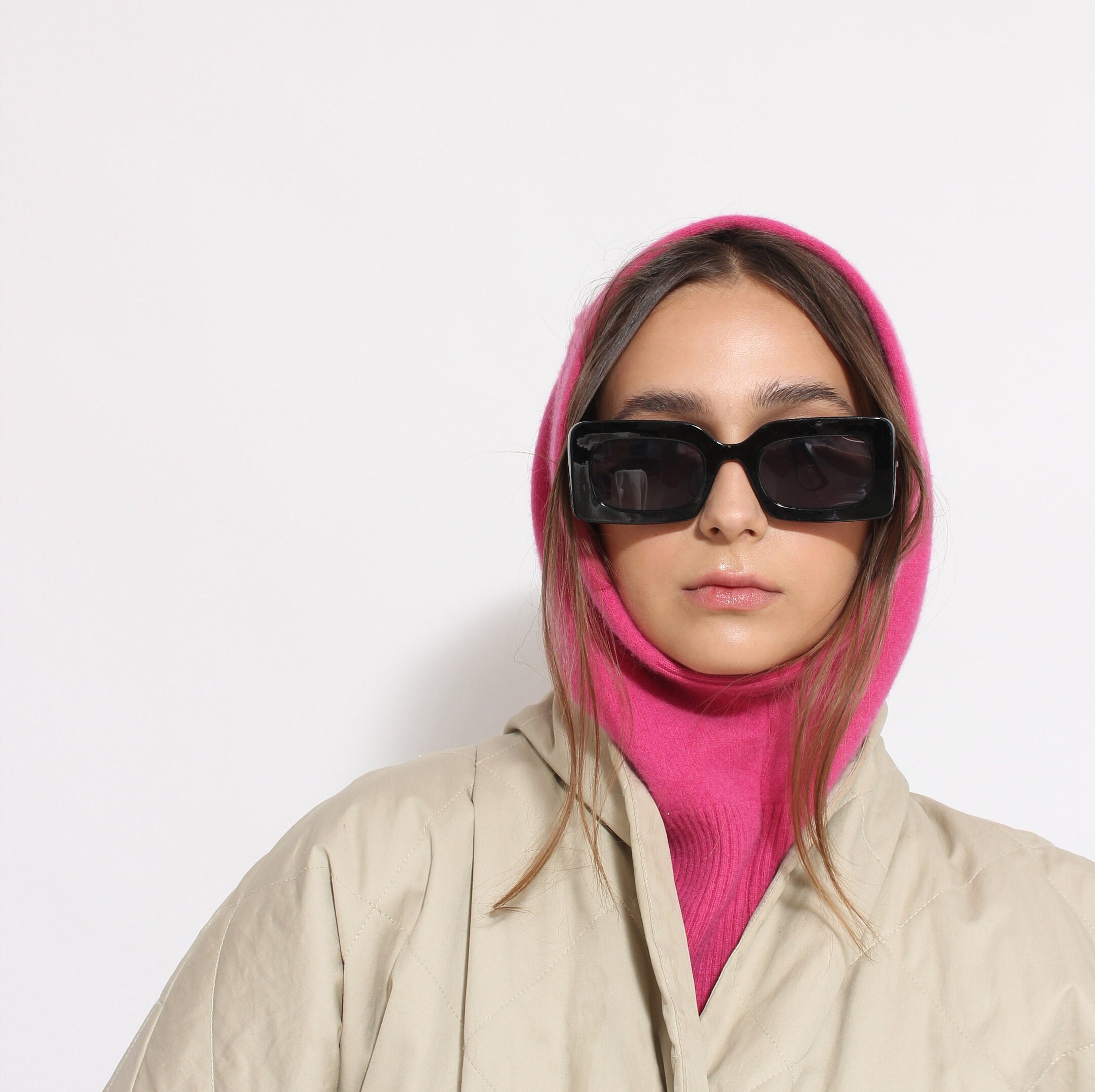 Pure Cashmere Balaclava Hood. Made From 100% Upcycled Cashmere in Pink ...