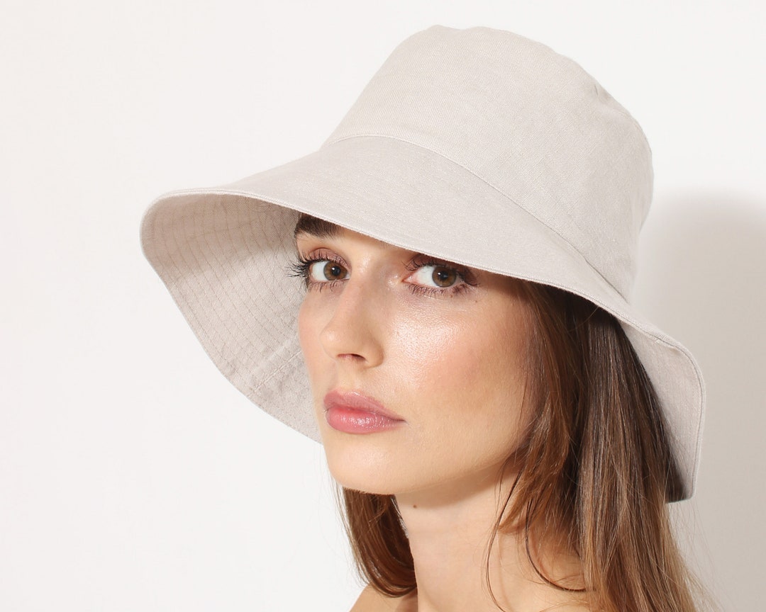 Linen & Silk Sun Hat / Summer Panama Hat / Wide Brim Hat / Linen Summer ...