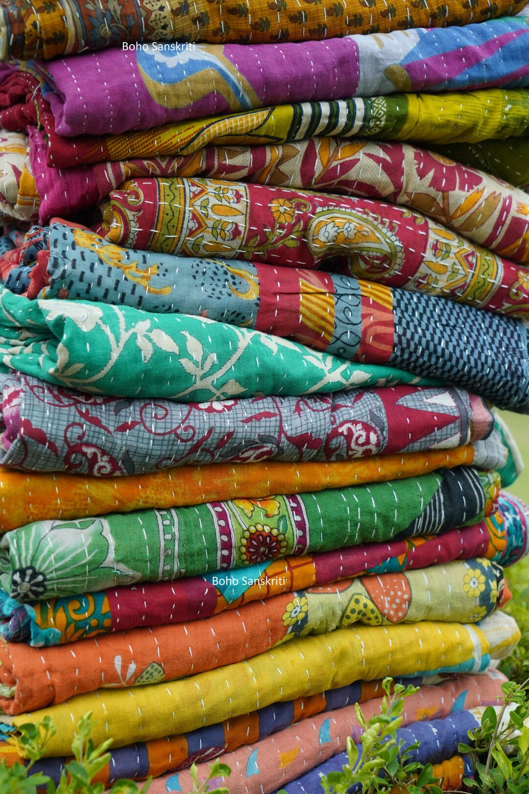 Multi Color Way Kantha Vintage Quilts,vintage Handmade Kantha Quilt ...