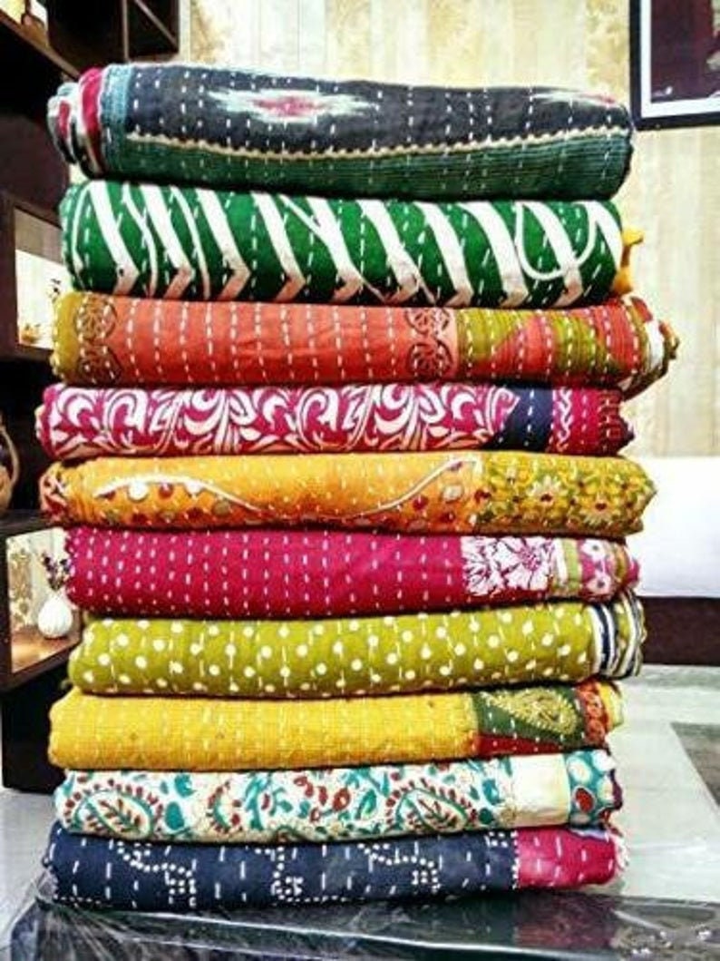 Wholesale Lot 5 Pc Vintage Kantha Quilt Indian Sari Quilt - Etsy