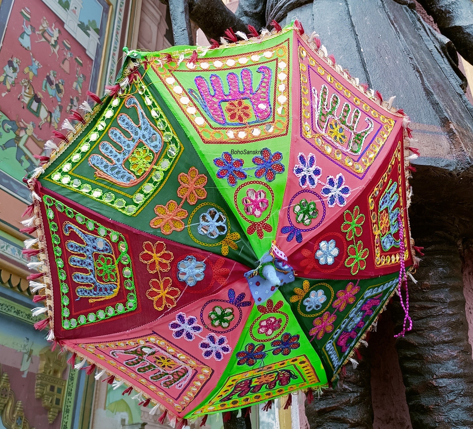 Embroidered Indian Decorative Umbrella Sun Parasol Wedding Birthday ...