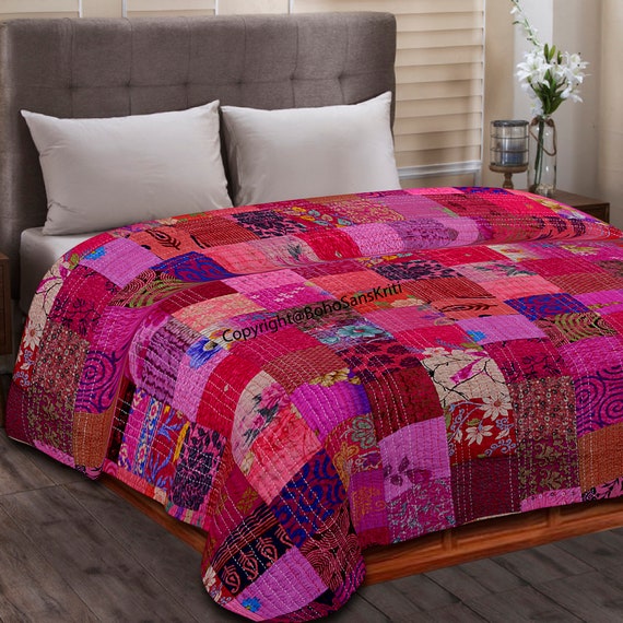 Vintage Handmade Patchwork Quilt | Etsy