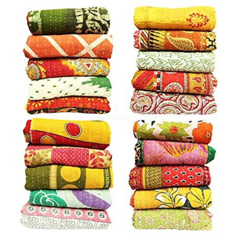 Wholesale Lot 5 Pc Vintage Kantha Quilt Indian Sari Quilt - Etsy