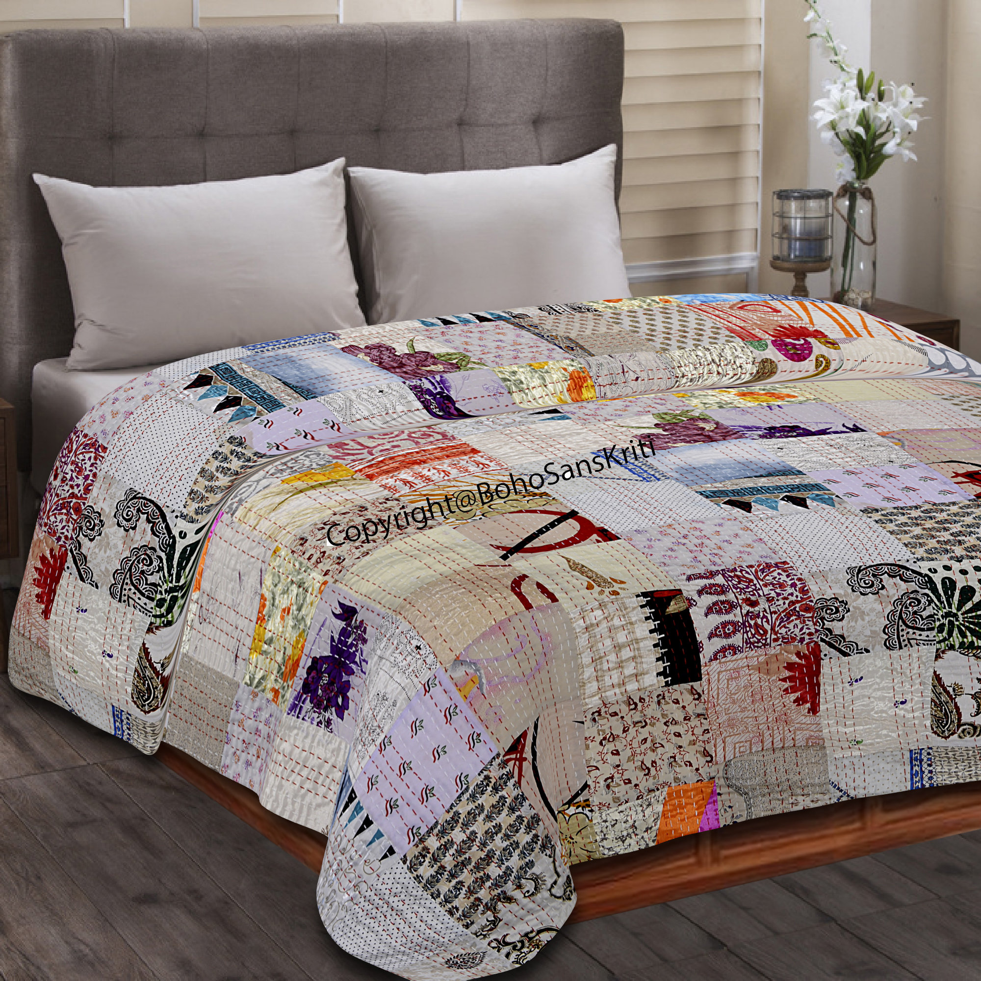 Vintage Handmade Patchwork Quilt Indian Boho Quilts Bedding - Etsy UK Vintage Handmade Patchwork Quilt Indian Boho Quilts Bedding - Etsy UK
