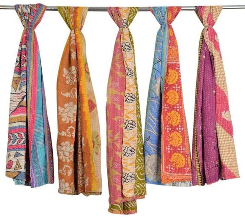 Wholesale Lot Vintage Cotton Indian Kantha Scarf Scarves Stole | Etsy
