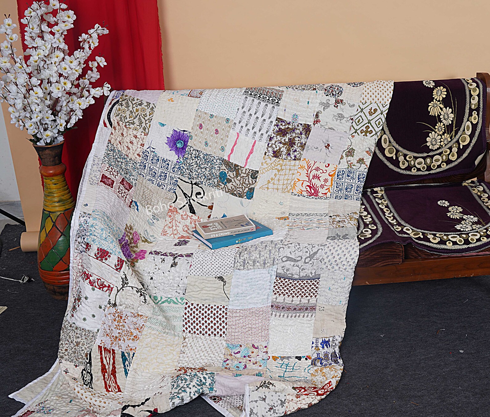 Bohemian Patchwork Quilt Kantha Quilt Handmade Vintage Quilts Boho King ...