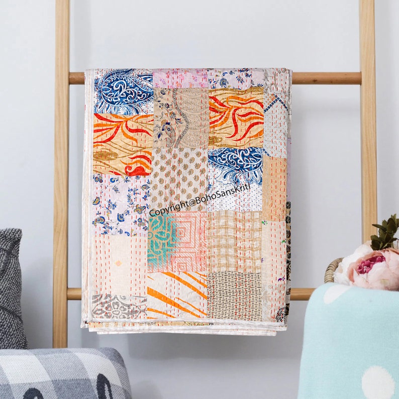 Bohemian Patchwork Quilt Kantha Quilt Handmade Vintage Quilts - Etsy