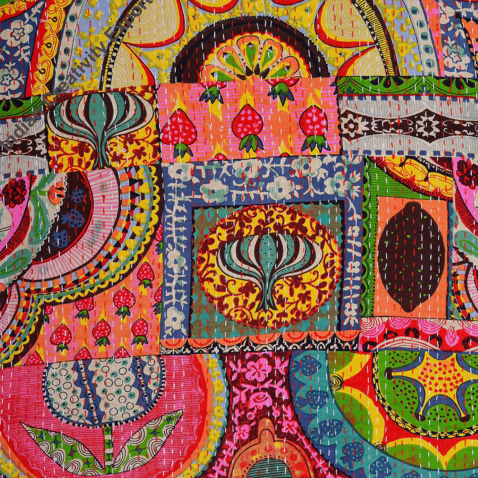 Kantha Quilt 100%cotton Queen Size Indian Quilt Handmade - Etsy