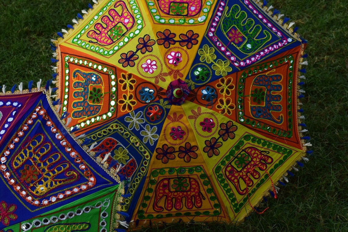 Embroidered Indian Decorative Umbrella Sun Parasol Wedding - Etsy
