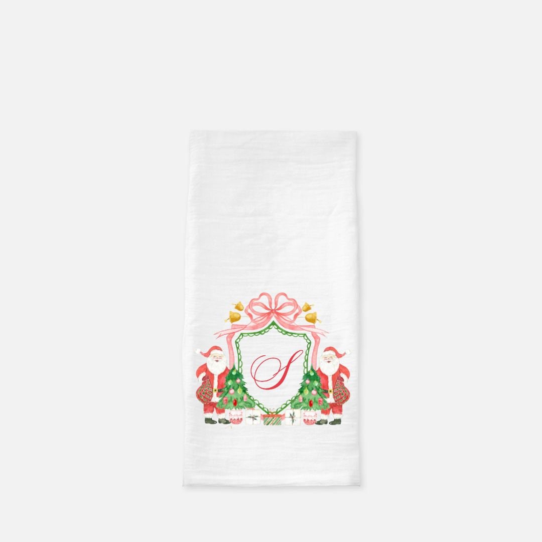 Santa Crest Tea Towel - Etsy
