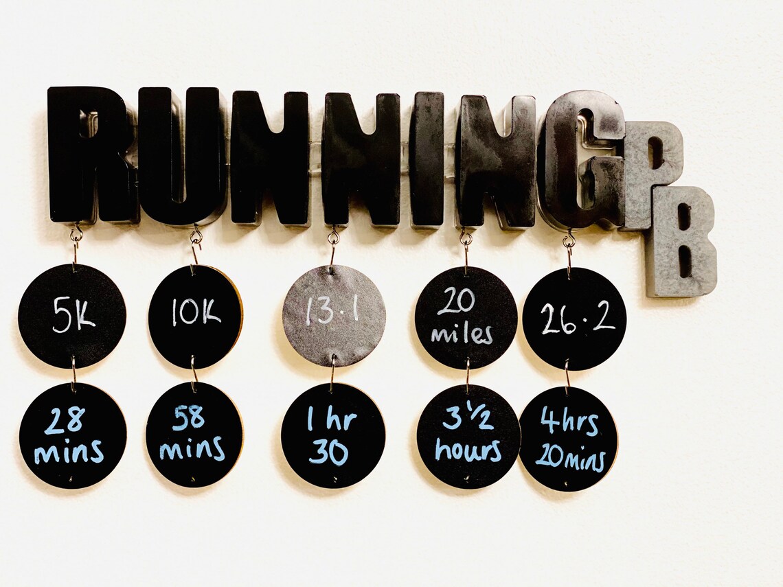 Running Pb board wall hanging with chalkboard / dry erase | Etsy
