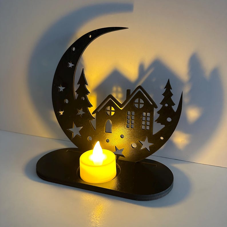 Moon House Candle Holder Svg, AI, Dxf Digital Cut File – Christmas ...