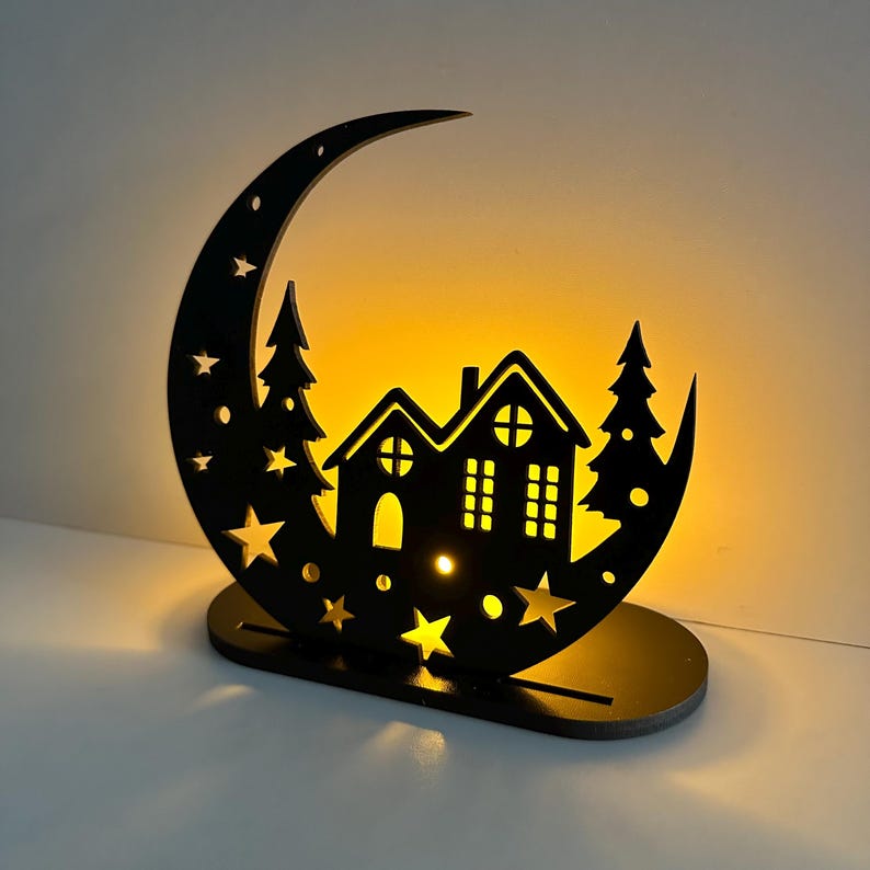 Moon House Candle Holder Svg, AI, Dxf Digital Cut File – Christmas ...