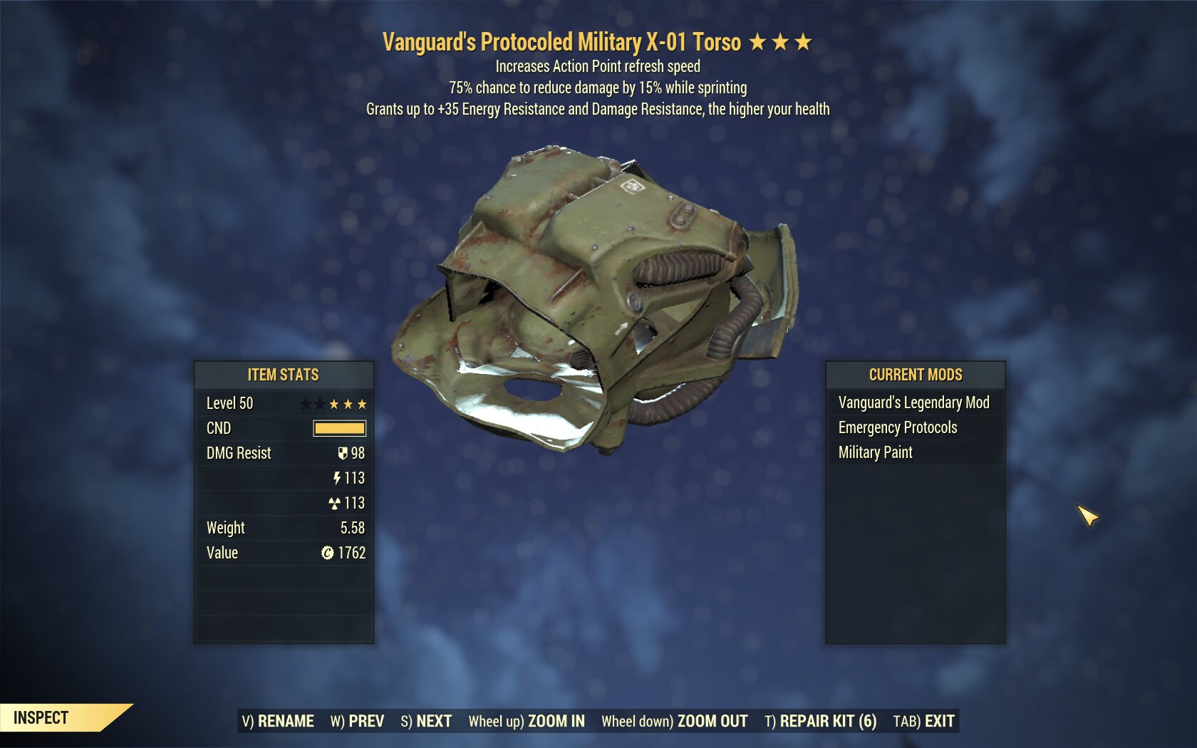 Fallout 76 PC Legendary X-01 Power Armor vanguard's | Etsy