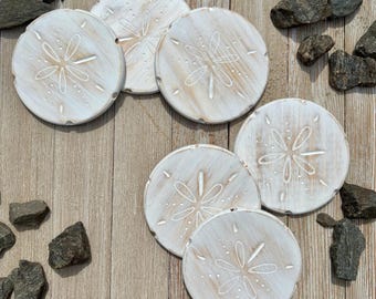 Sand Dollar Coaster Set of 4, Sea Coasters, Crochet Beach Coasters ...